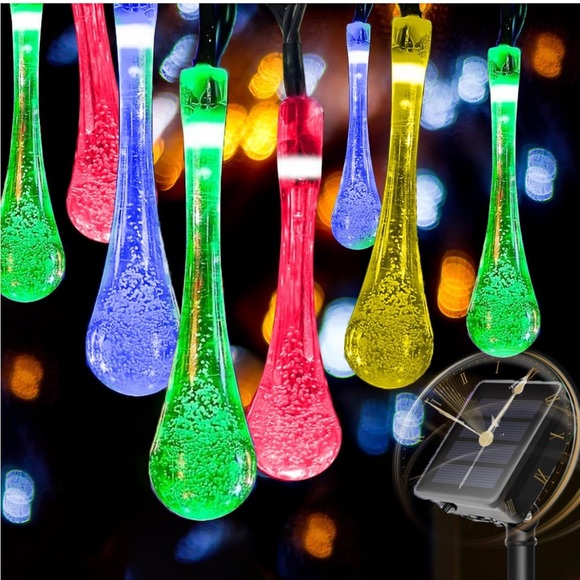 Other | Solar Water Drop String Lights 42ft 6 Led Teardrop Lights ...